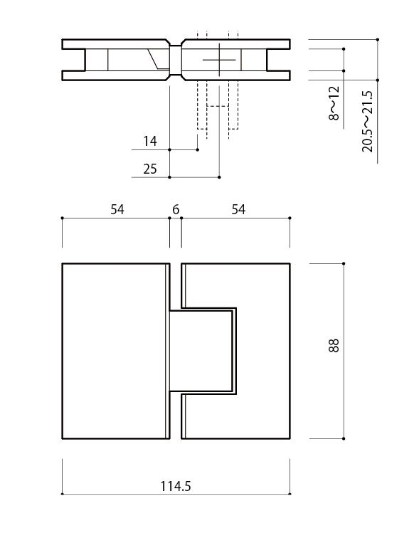 Glass Hinge / Glass to Glass 180 | Products | Interior Hardware | KAWAJUN Hong Kong Limited